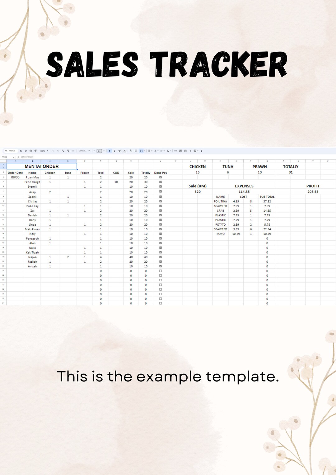 Sales Tracker Printable, Online Business Sales, Side Hustle Sales Record Template, A4/a5/letter ...