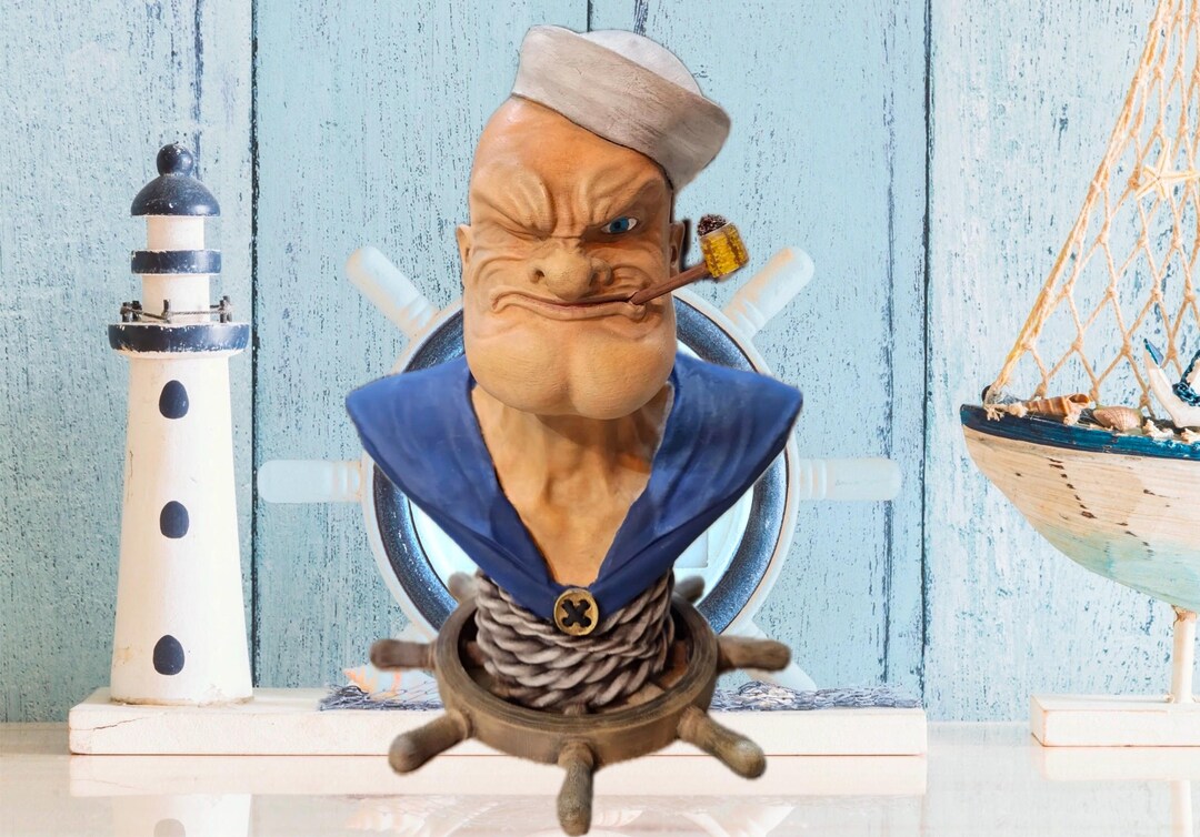 Popeye Bust Popeye Figure Display Decor Character Adult and Kids 90s Tv ...