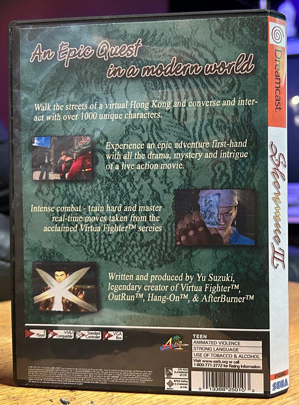 Shenmue 1 or 2 Laser Etched Custom Dreamcast Back-up Games please Read ...