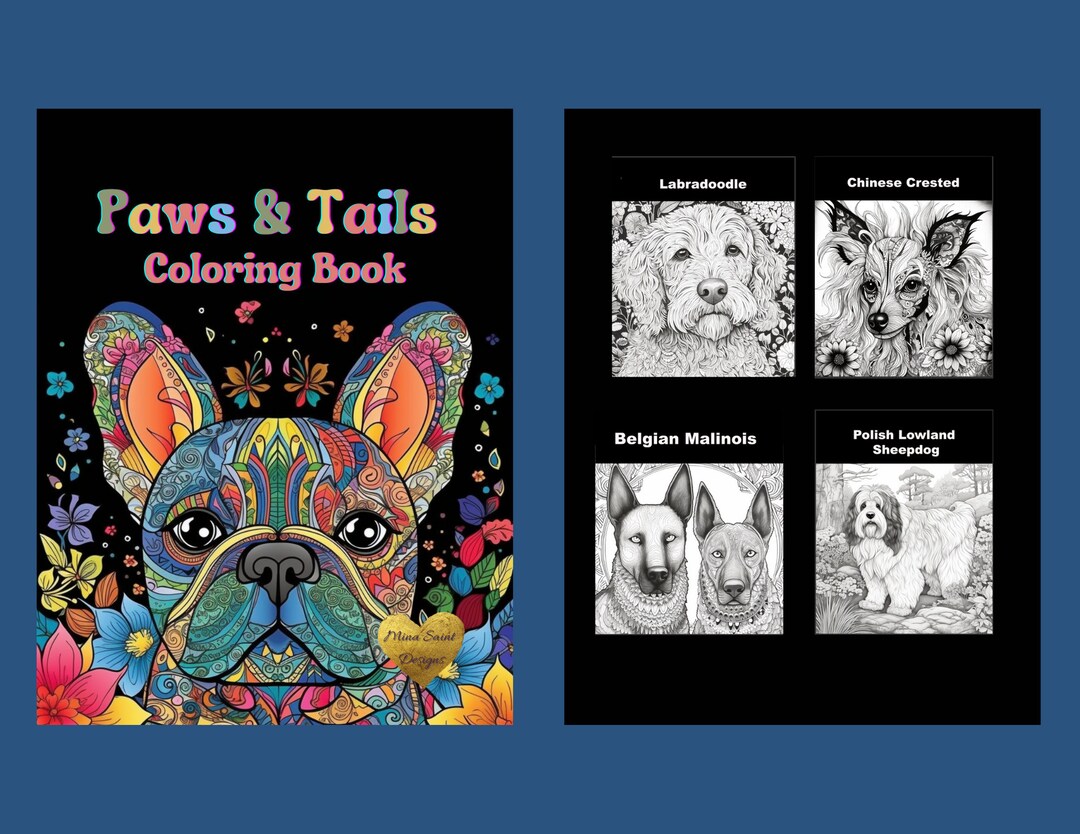 Paws & Tails Coloring Book: 50 Dog Breed Illustrations - Etsy