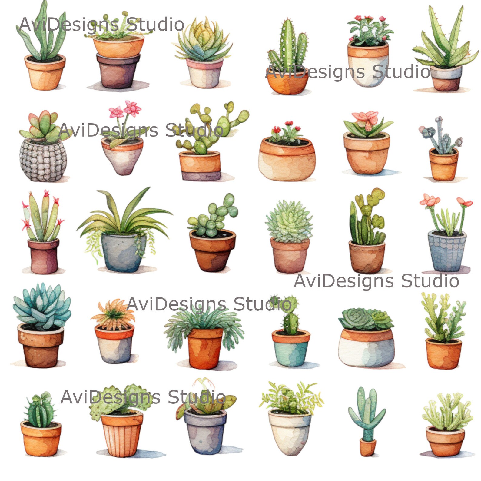 30 Watercolour Potted Plants Clipart Houseplant Potted Plants Clip Art ...
