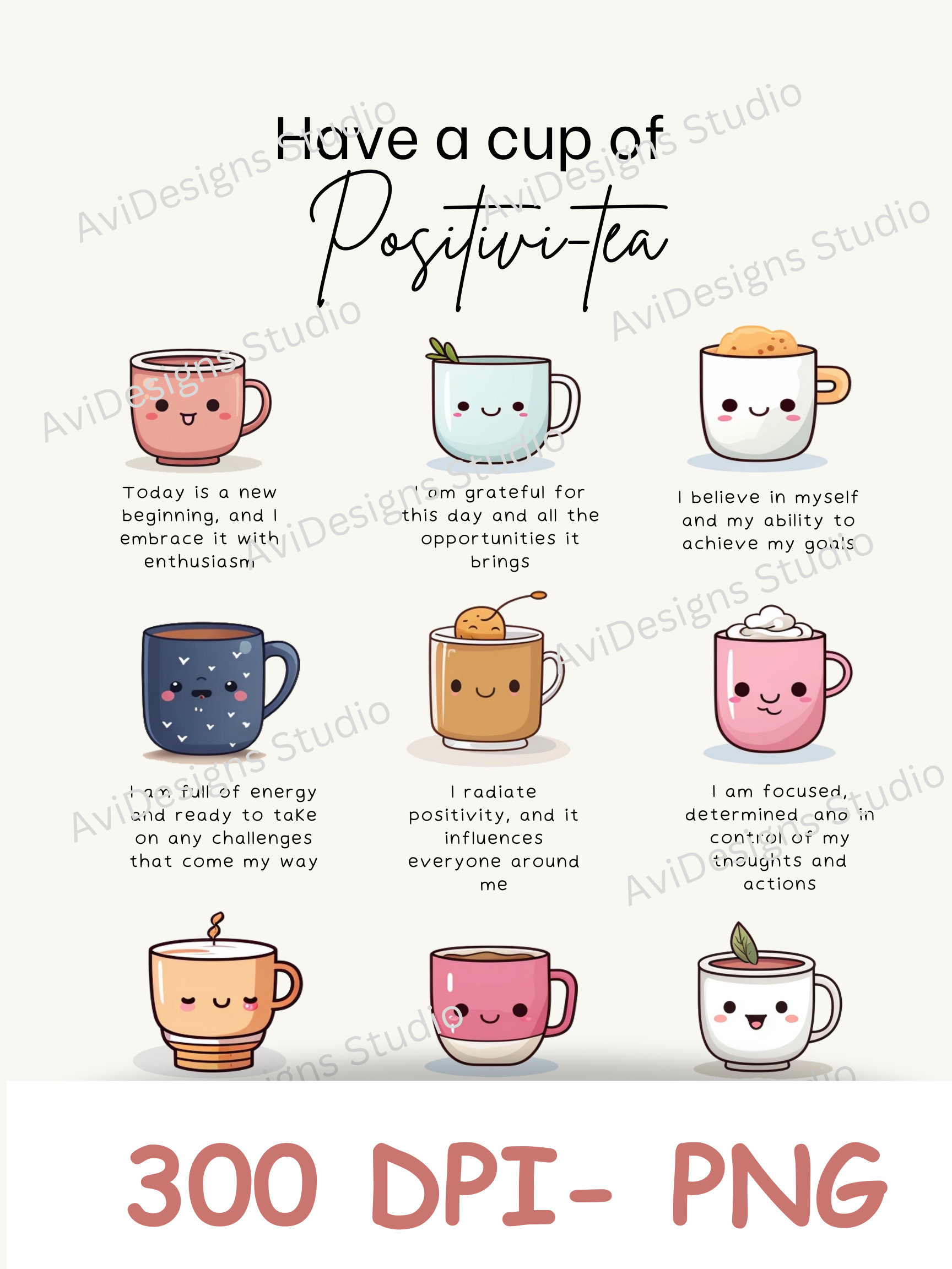Have A Cup of Positivi-tea Printable Poster|mental Health|kawaii Tea ...