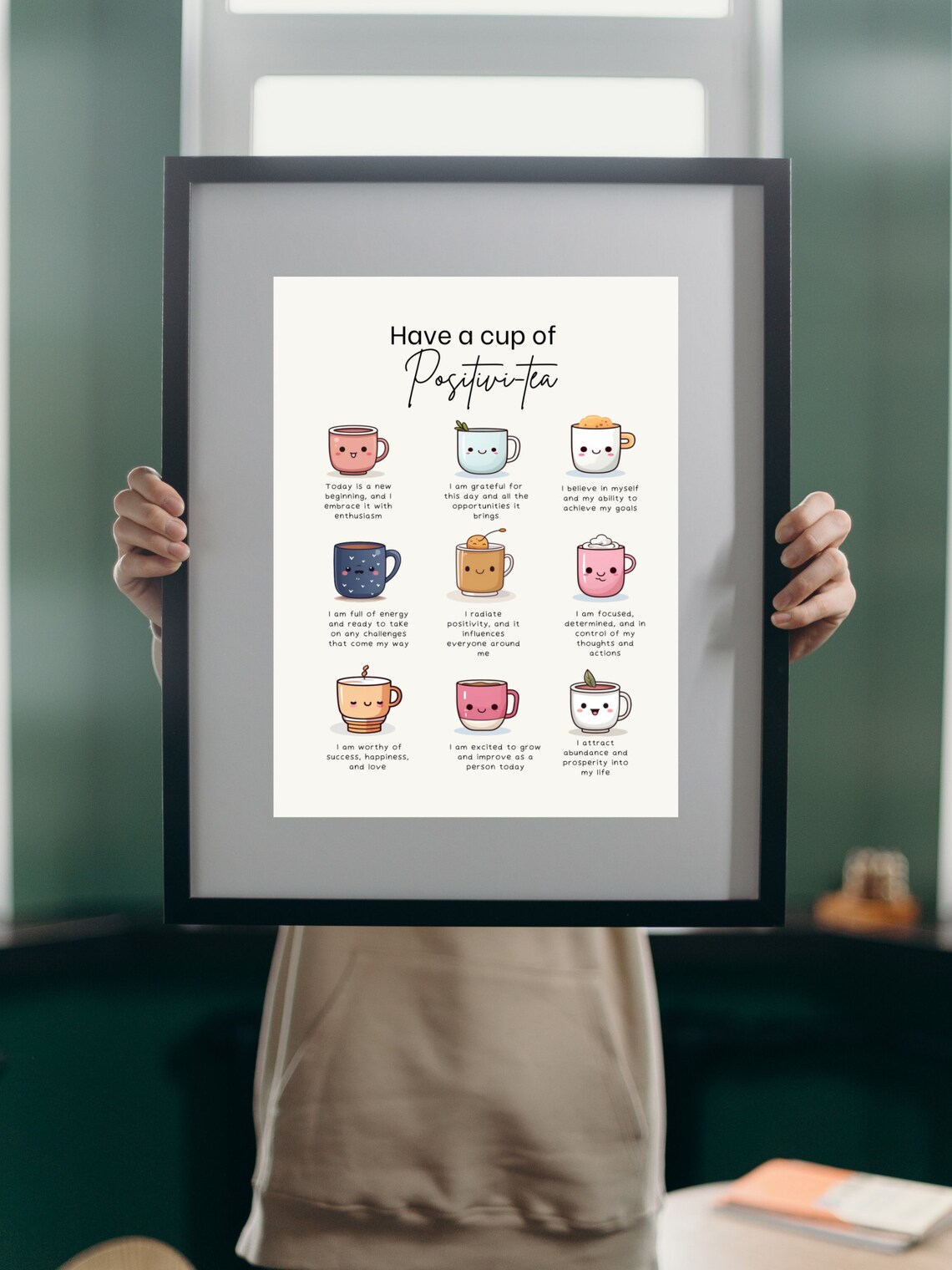 Have A Cup of Positivi-tea Printable Poster|mental Health|kawaii Tea ...