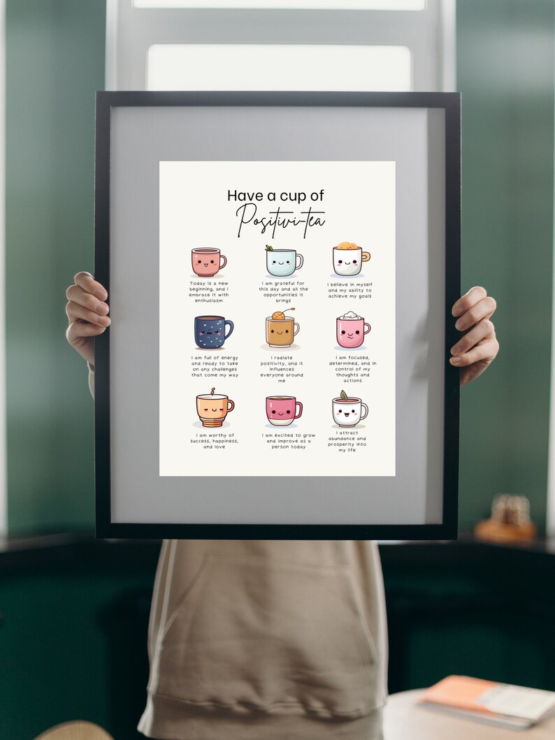 Have A Cup of Positivi-tea Printable Poster|mental Health|kawaii Tea ...
