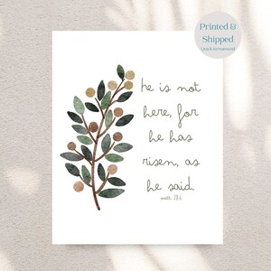 Matt 28 6 Bible Verse Print; He is Risen Indeed; Christian Easter Print ...