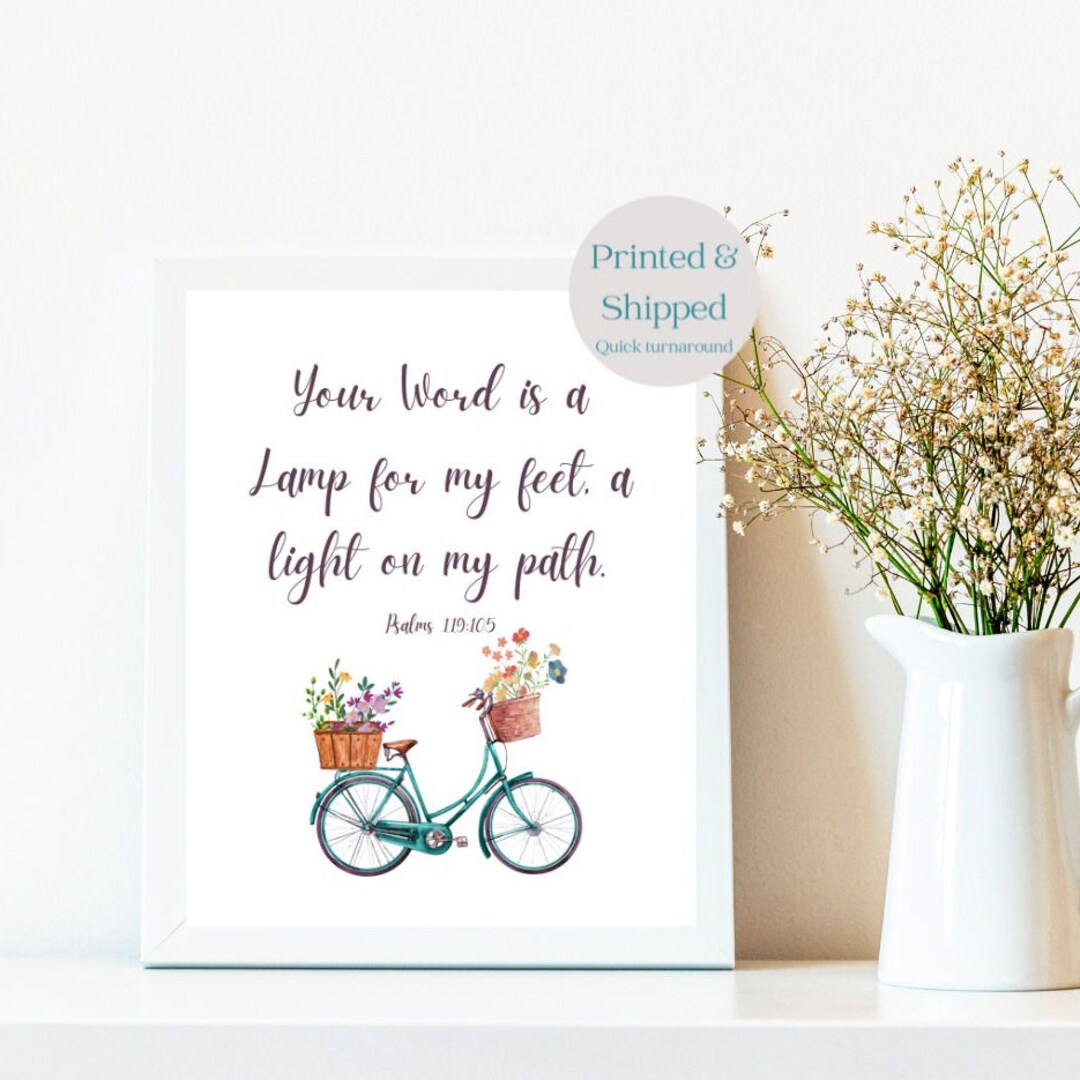 Psalm 119 Bible Verse Print; Your Word is a Light on My Path; Christian ...