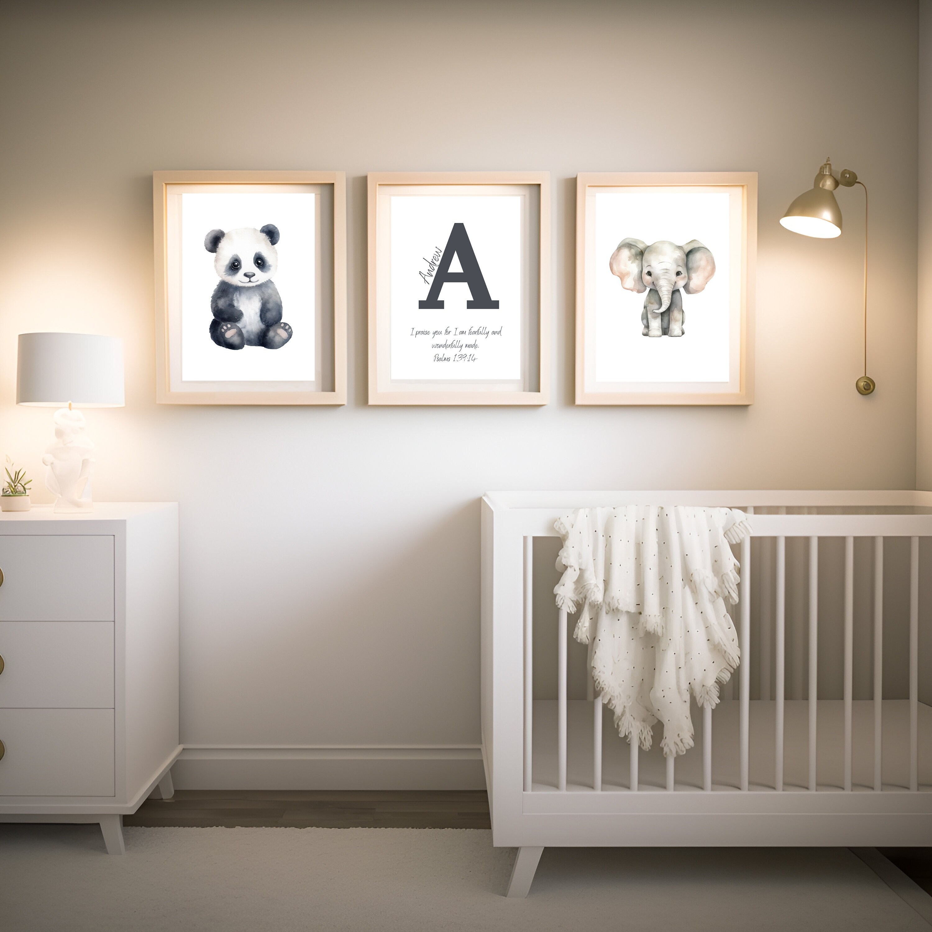 Baby Animal Name Initial Printable, Custom Initial Print, Children's ...