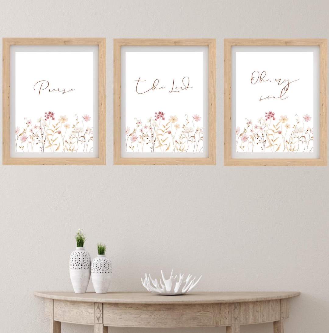 Christian Wildflower Wall Art; Set of 3 Floral Prints; Wildflower ...