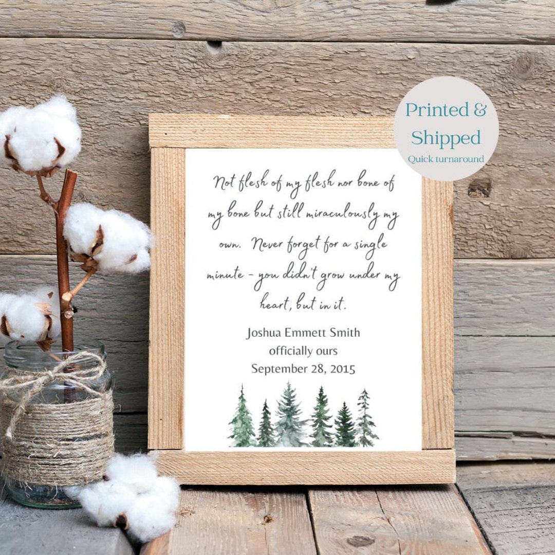 Adoption Quote; Not Flesh of My Flesh; Adoption Day Gift; Gotcha Day ...