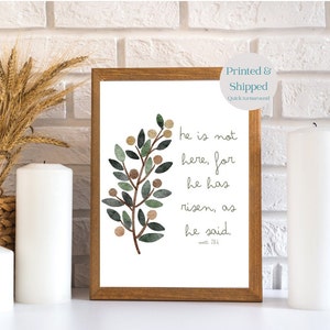 Matt 28 6 Bible Verse Print; He is Risen Indeed; Christian Easter Print ...