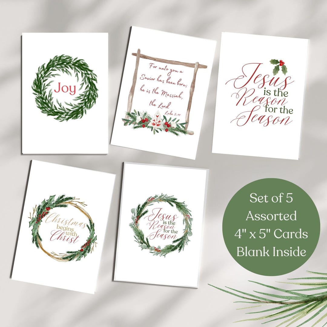Christian Christmas Cards Set of 5 Assorted, Jesus is the Reason ...
