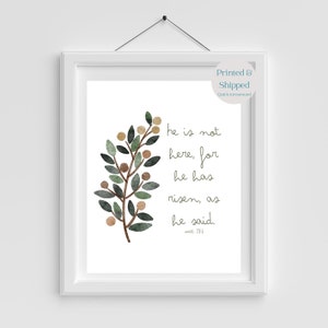 Matt 28 6 Bible Verse Print; He is Risen Indeed; Christian Easter Print ...
