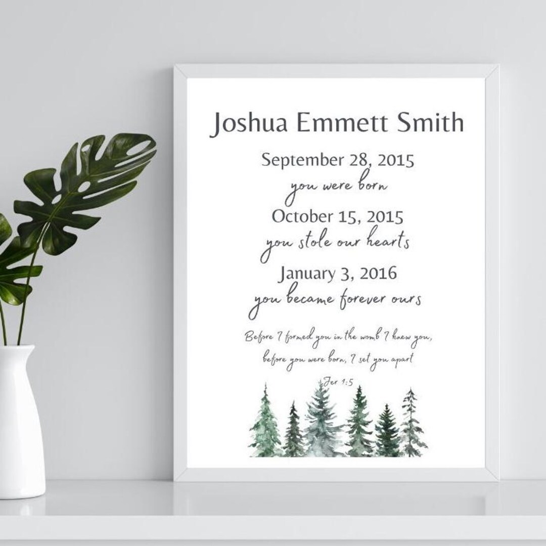Jeremiah 1:5; Adoption Day Gift; Gotcha Day Gift; Adoption Sign ...