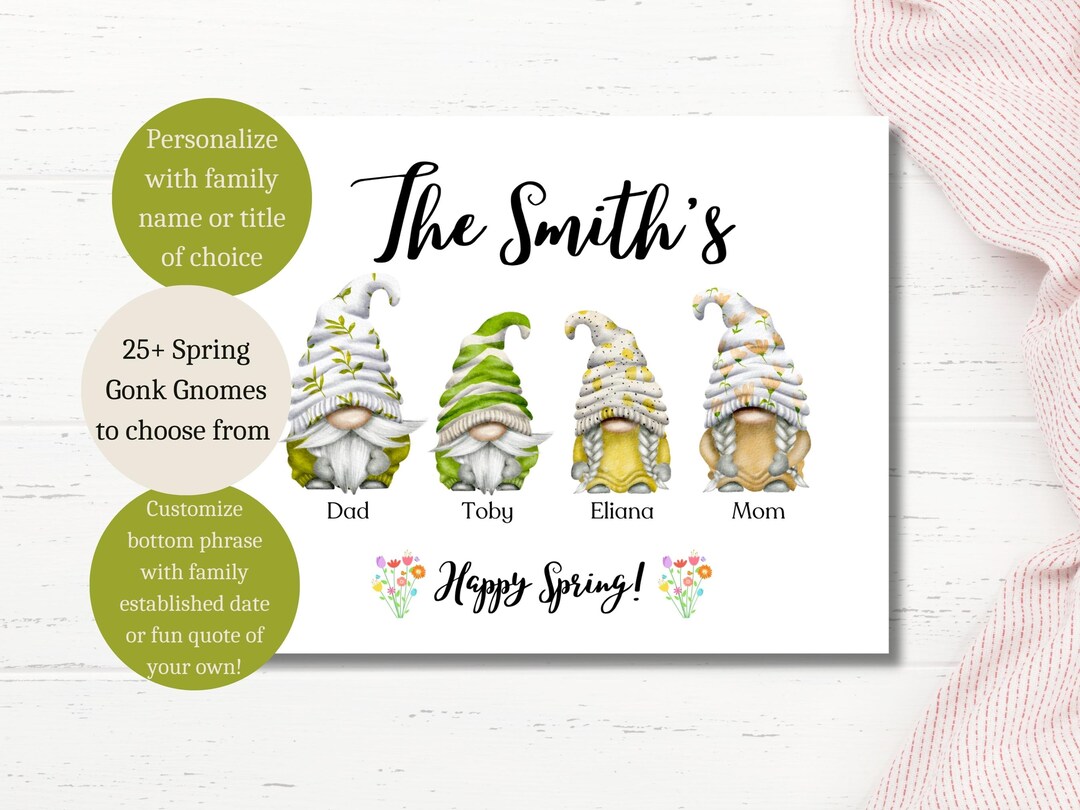 Personalized Spring Gonk Family; Gonk Gnome Family Portrait; Custom ...
