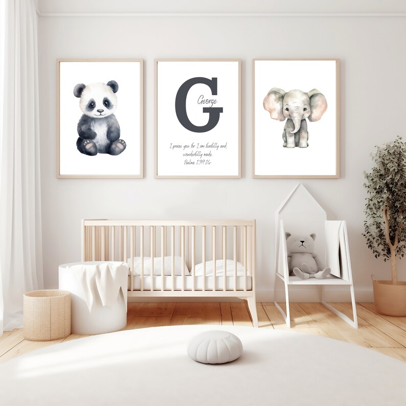 Baby Animal Name Initial Printable Custom Initial Print - Etsy