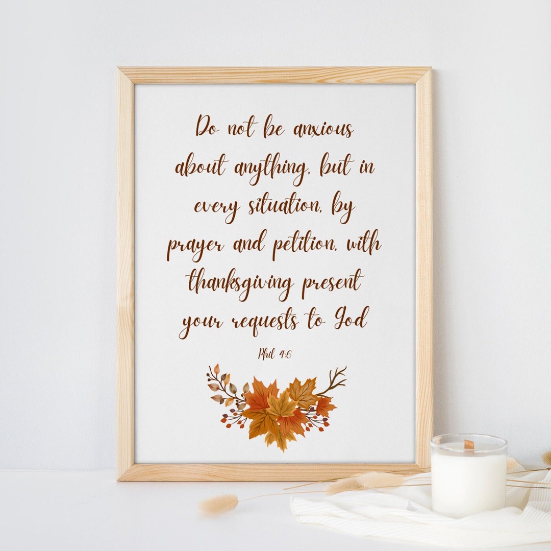 Autumn Bible Verse Wall Art Philippians 4:6 Printable; Digital ...