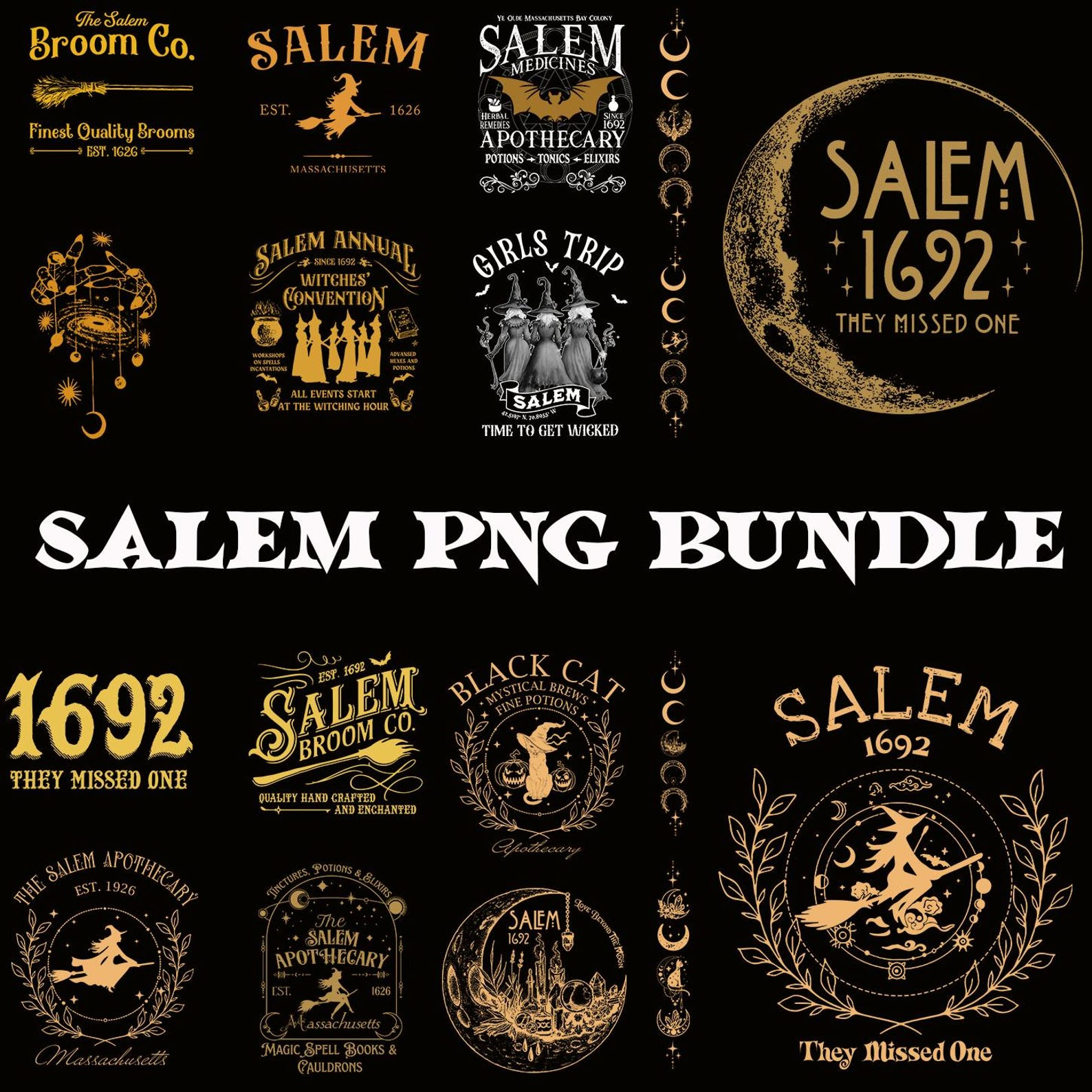 Retro Salem 1692 PNG Bundle, Salem Massachusetts Png, Salem They Missed ...