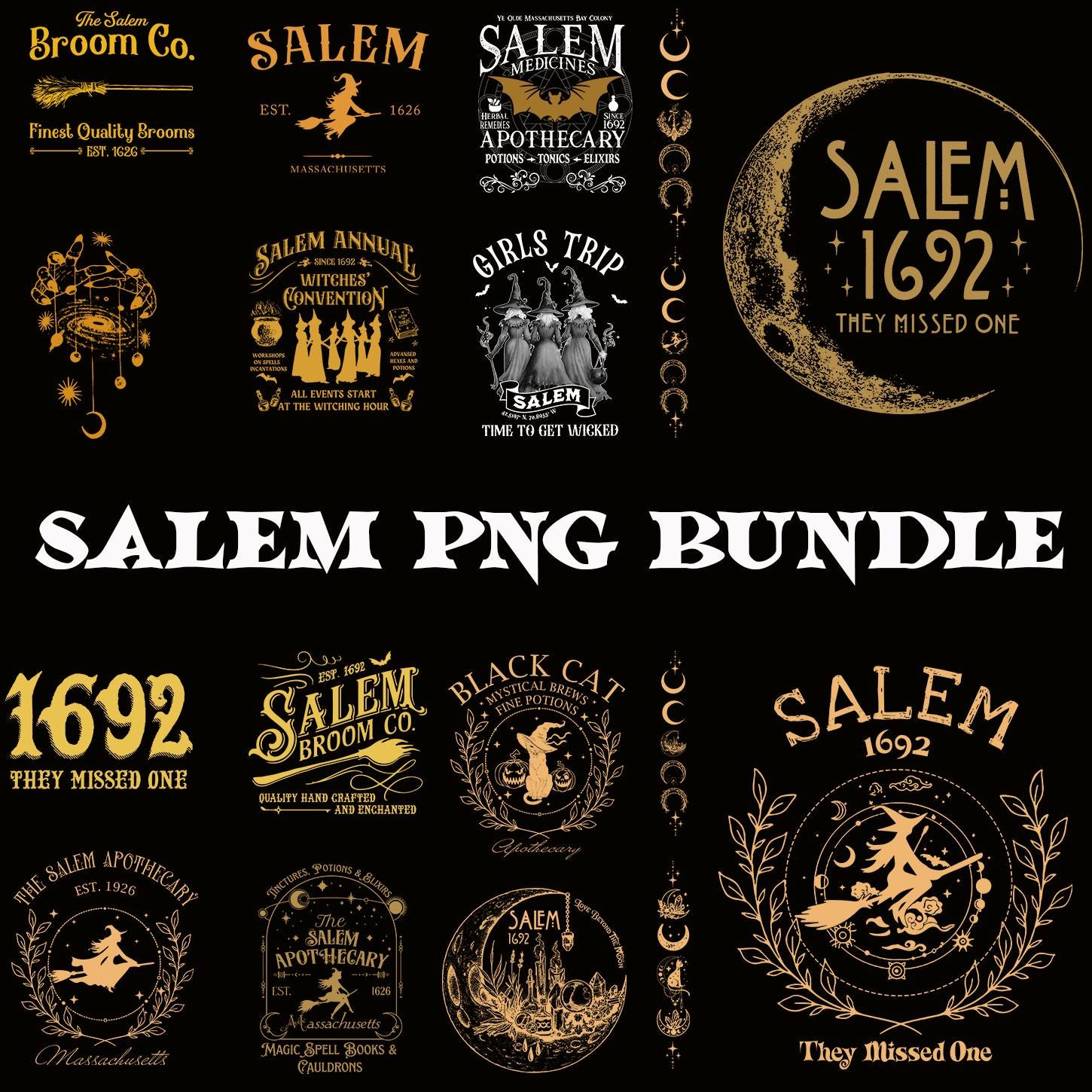 Retro Salem 1692 PNG Bundle, Salem Massachusetts Png, Salem They Missed ...