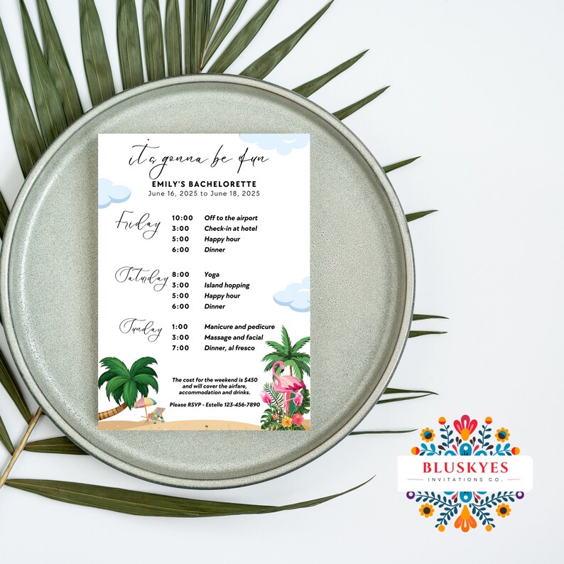 Tropical Flamingo Bachelorette Weekend Itinerary | Tropical Theme ...