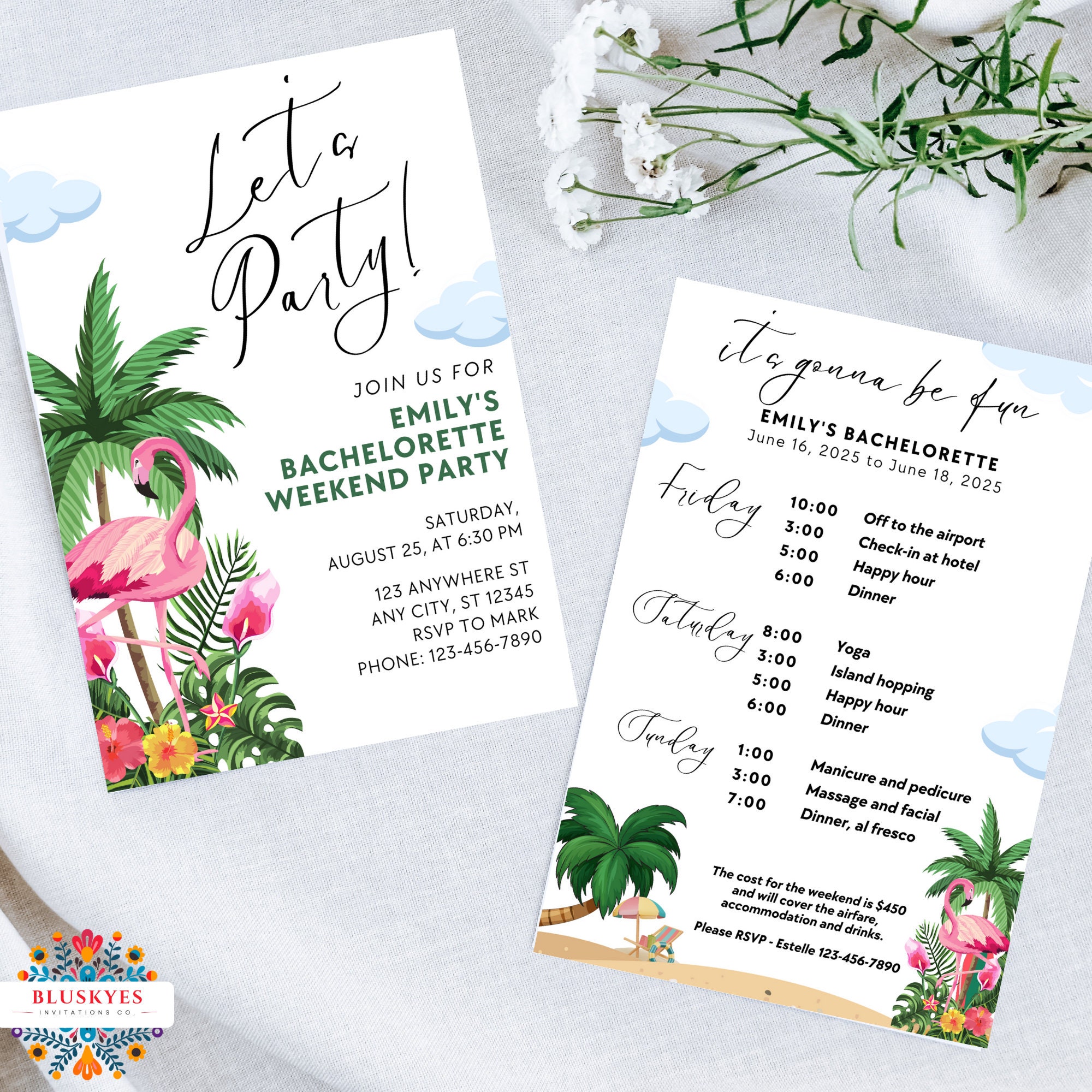 Tropical Flamingo Bachelorette Weekend Itinerary | Tropical Theme ...