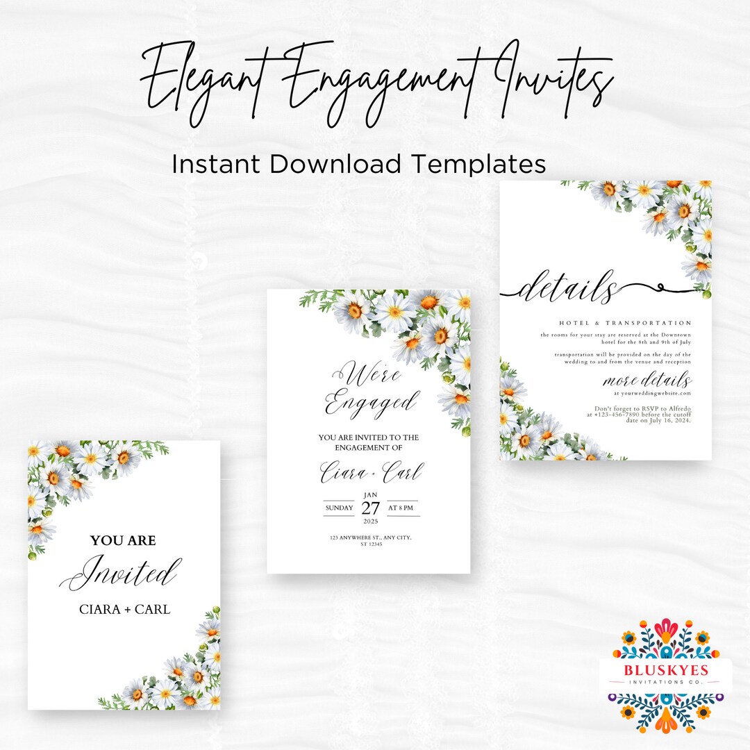 Editable Engagement Invitation Modern Invitation, Elegant Green Design ...