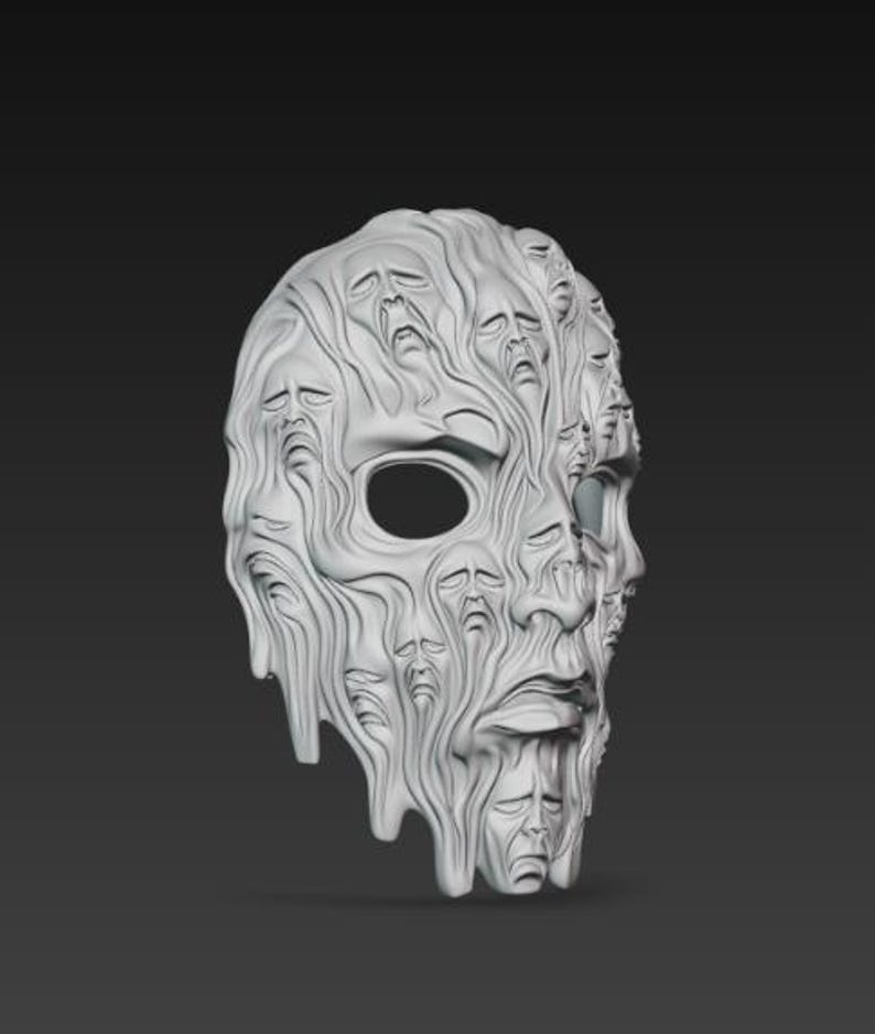 Creepy Melted Faces Mask STL File: 3D Printable Horror Skull (digital ...