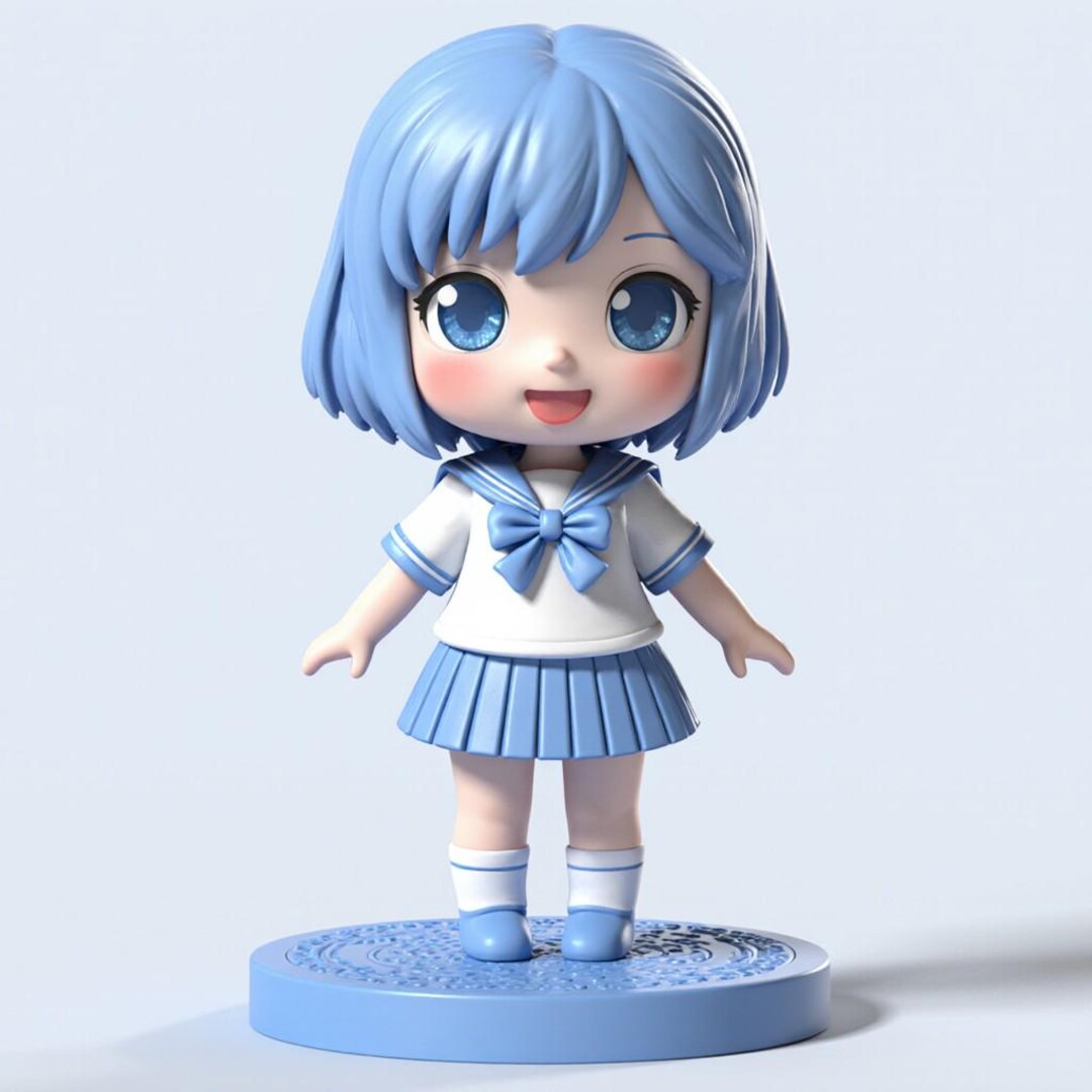 Chibi Anime Girl Figurine STL File: 3D Print Model (digital Download ...