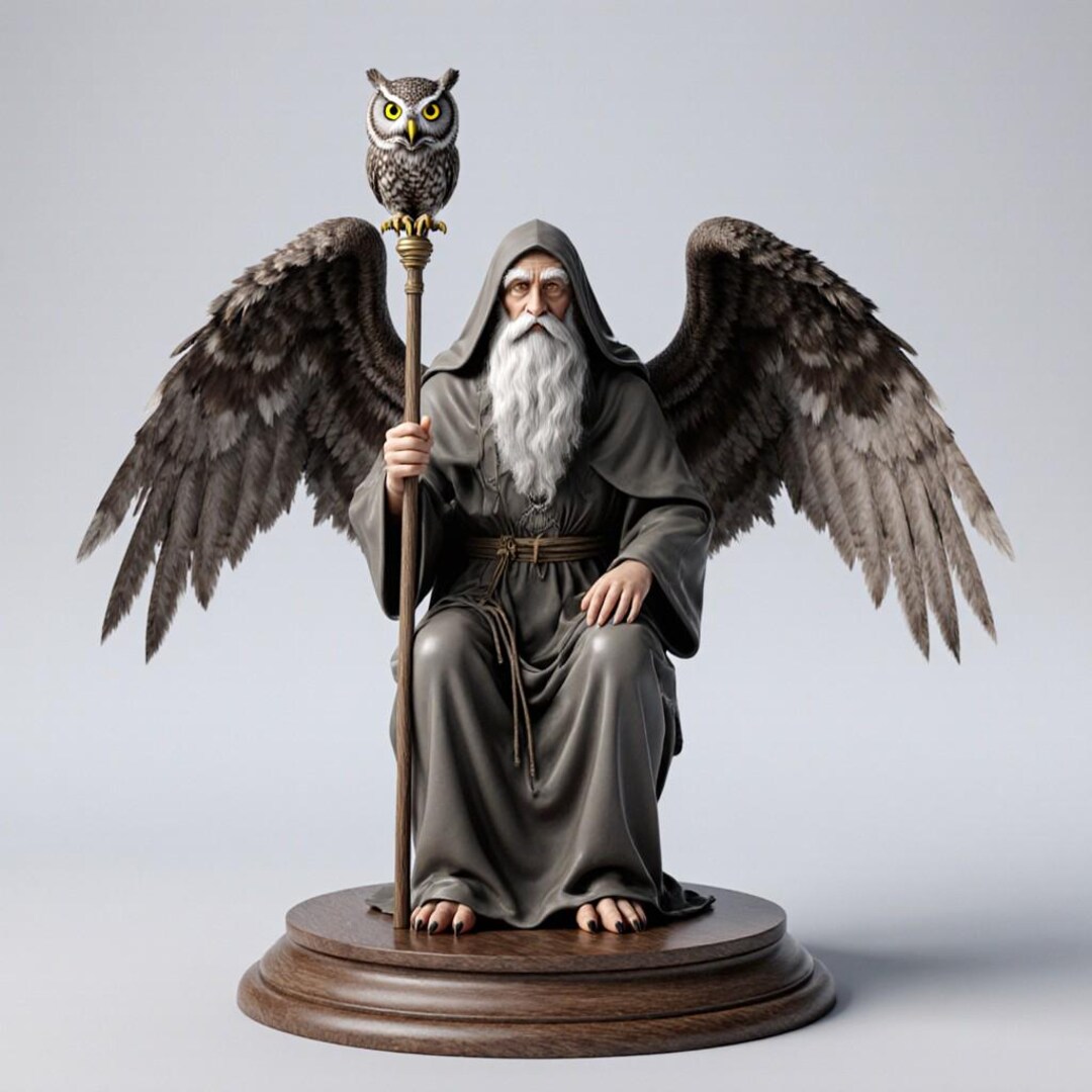 Winged Wizard With Owl Staff STL File | Digital Download Fantasy 3D ...