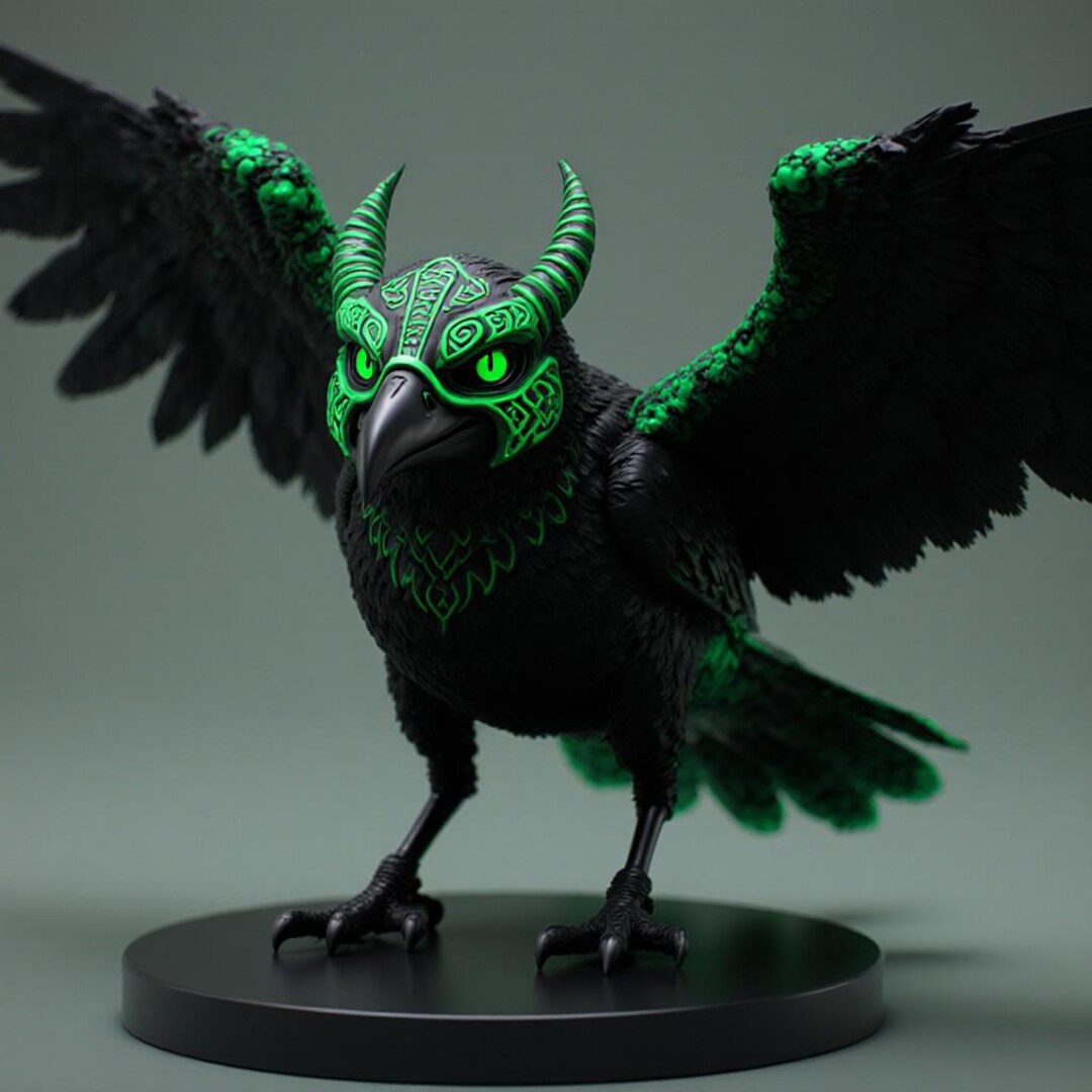 Mystical Horned Raven STL File: 3D Print Model for Halloween (digital ...