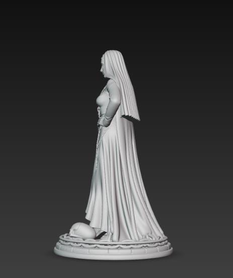 Gothic Nun Figurine STL Model: 3D Printable Dark Female Statue (digital ...