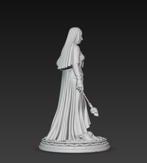 Gothic Nun Figurine STL Model: 3D Printable Dark Female Statue (digital ...