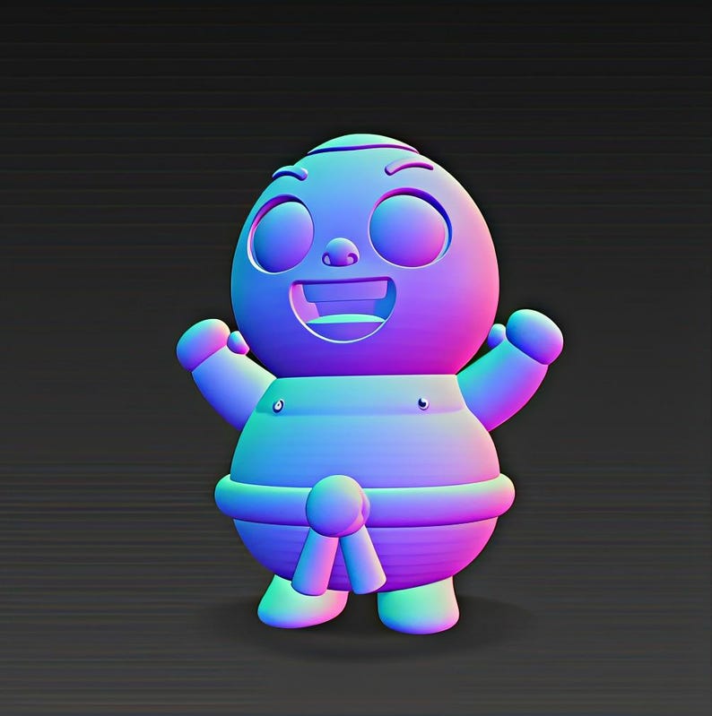 Chibi Sumo Wrestler STL File Happy Fighter Figurine Digital Download ...