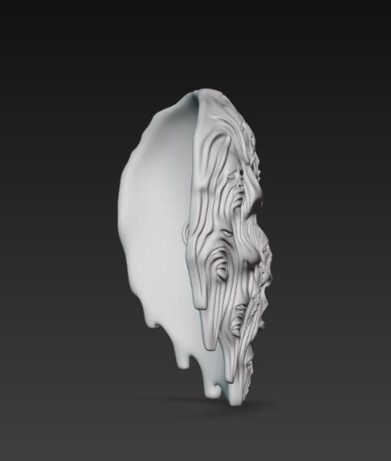 Creepy Melted Faces Mask STL File: 3D Printable Horror Skull (digital ...