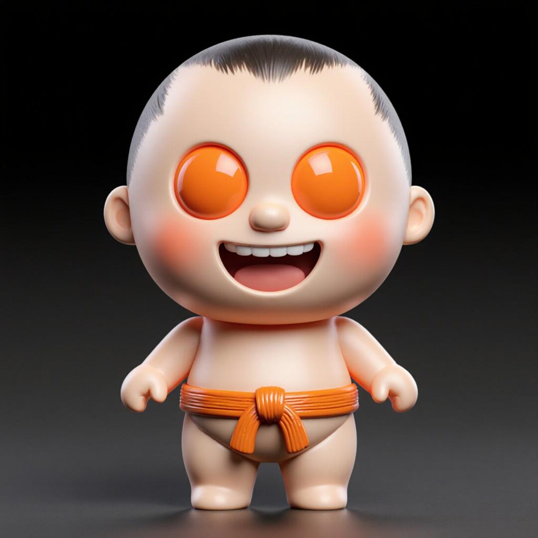 Chibi Cartoon Character STL File, 3D Print Baby With Orange Belt ...
