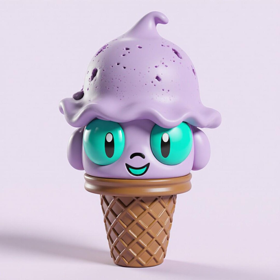 Personaje de helado morado STL: modelo 3D de dibujos animados (descarga ...