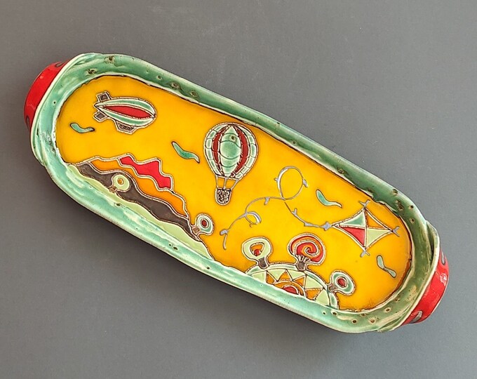 Handmade Ceramic Platter in Bright Colors Handbuilt Pottery Tray ...