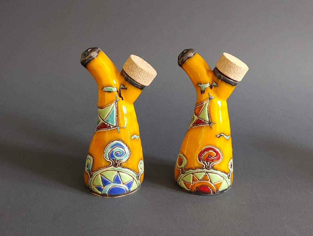 Handmade Ceramic Salt and Pepper Shakers: Unique Salad Seasoning Set - Etsy