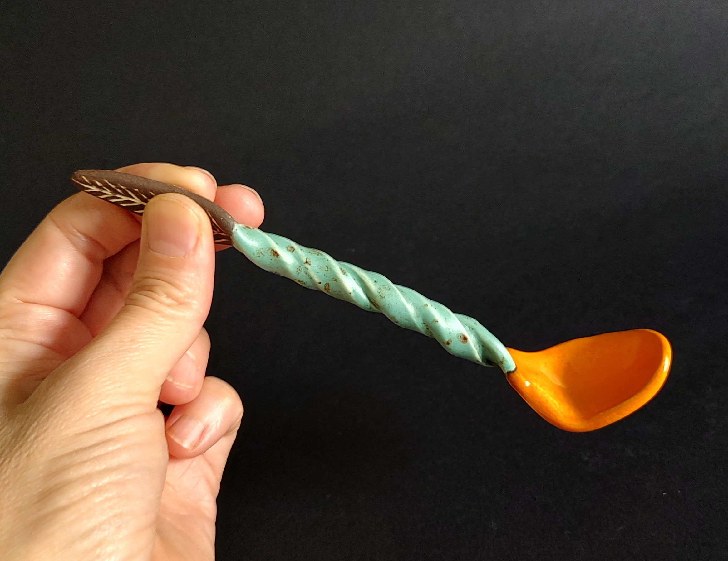 Handmade and Hand Glazed Coffee or Tea Spoon, Mixing Steering Spoon ...