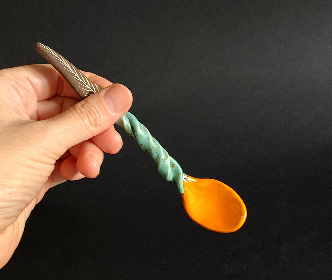 Handmade and Hand Glazed Coffee or Tea Spoon, Mixing Steering Spoon ...