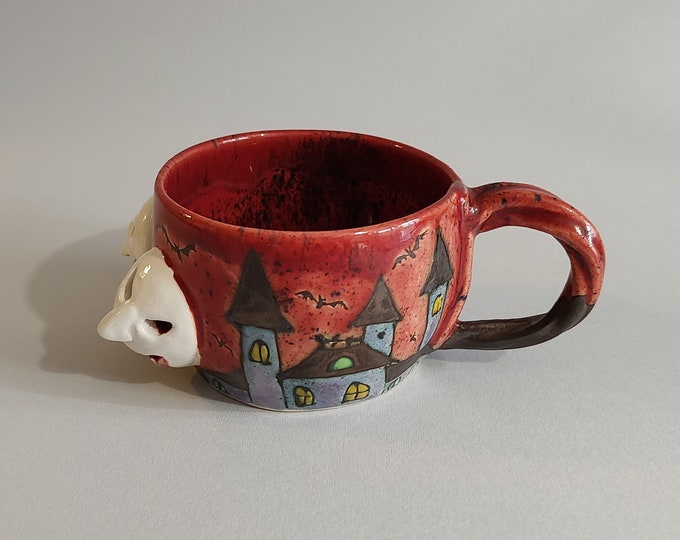 Cute and Funny Vampire Mug, Handmade Mugs, Gothic Castle Cup, Tea ...