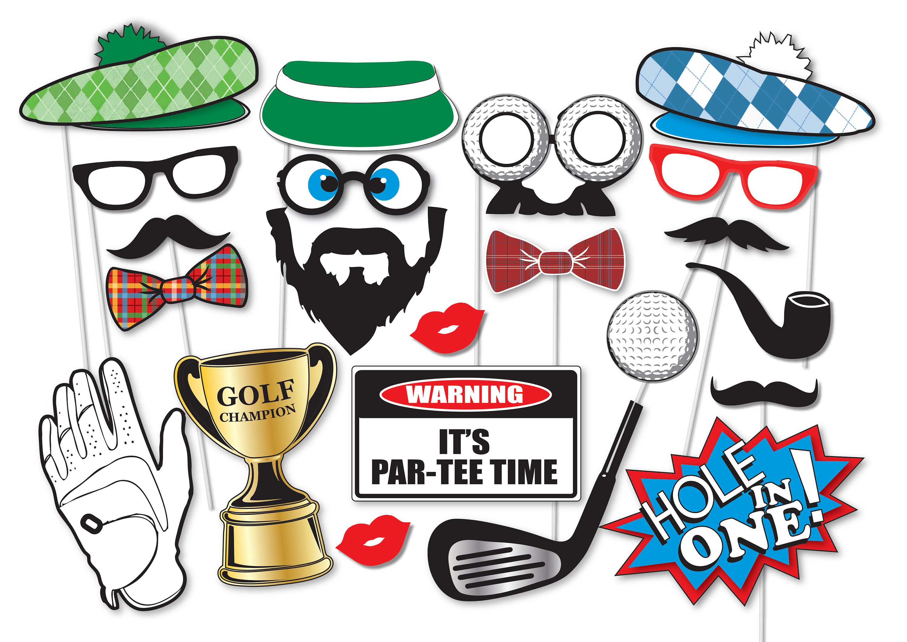 Golf Photo Booth Prop Set, Party Props, 1920's Theme Printable File ...