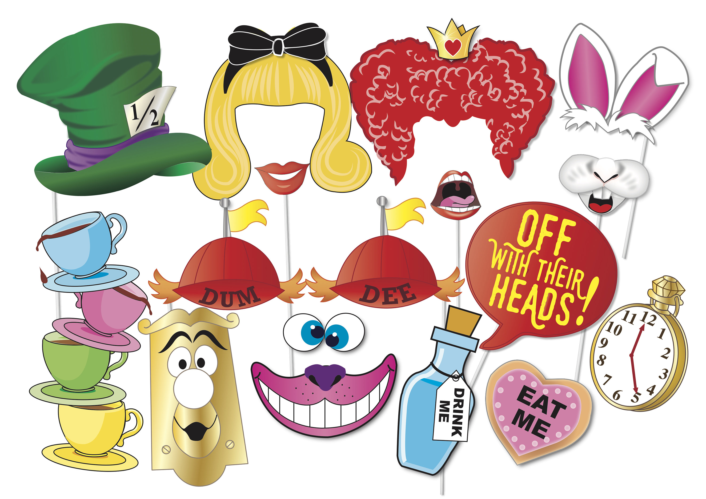 Alice in Wonderland Photo Booth Prop Set, Party Props, Royal Theme ...