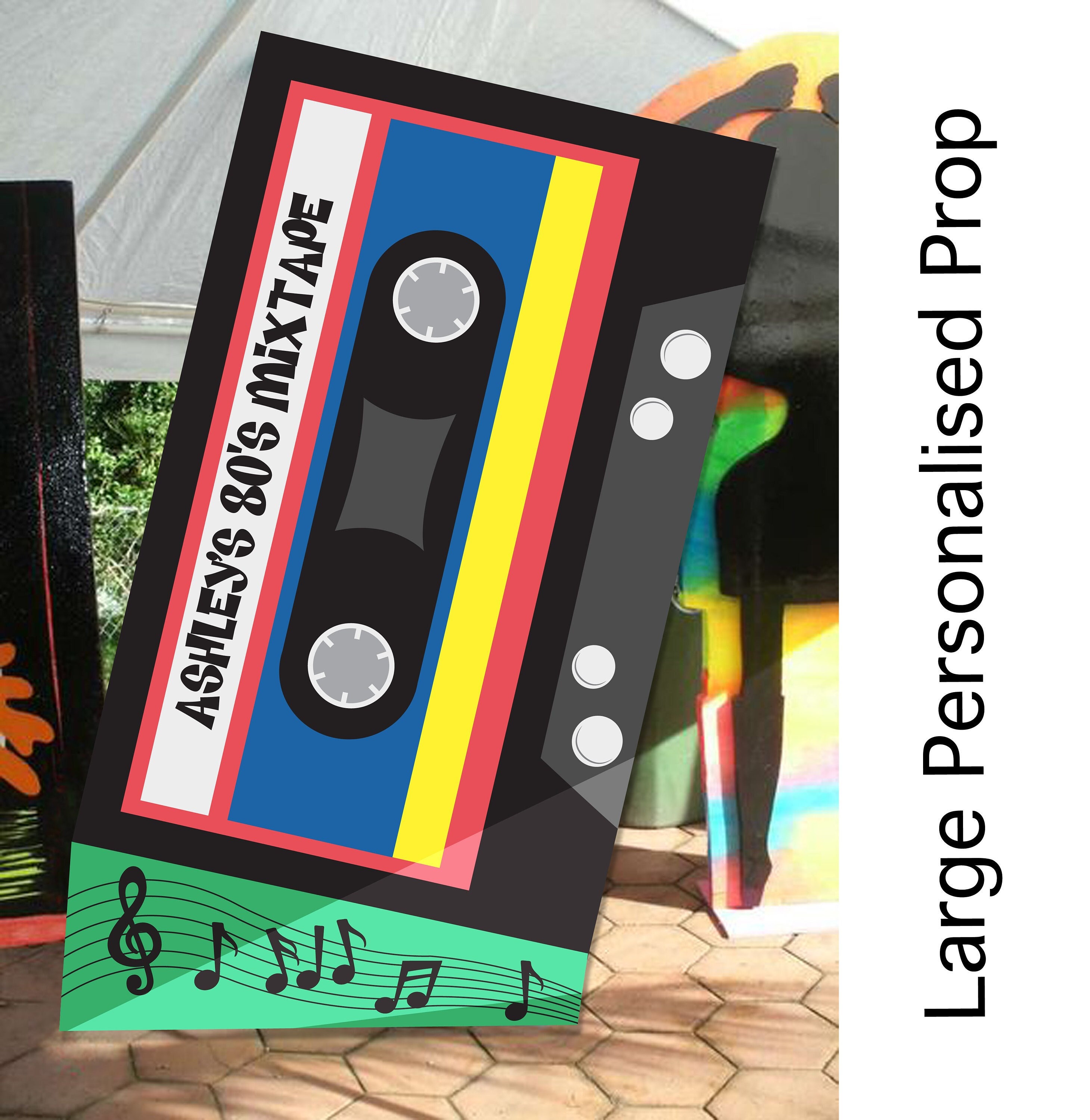 1980's Large Cassette Tape Prop Sign Digital File Party Decoration ...