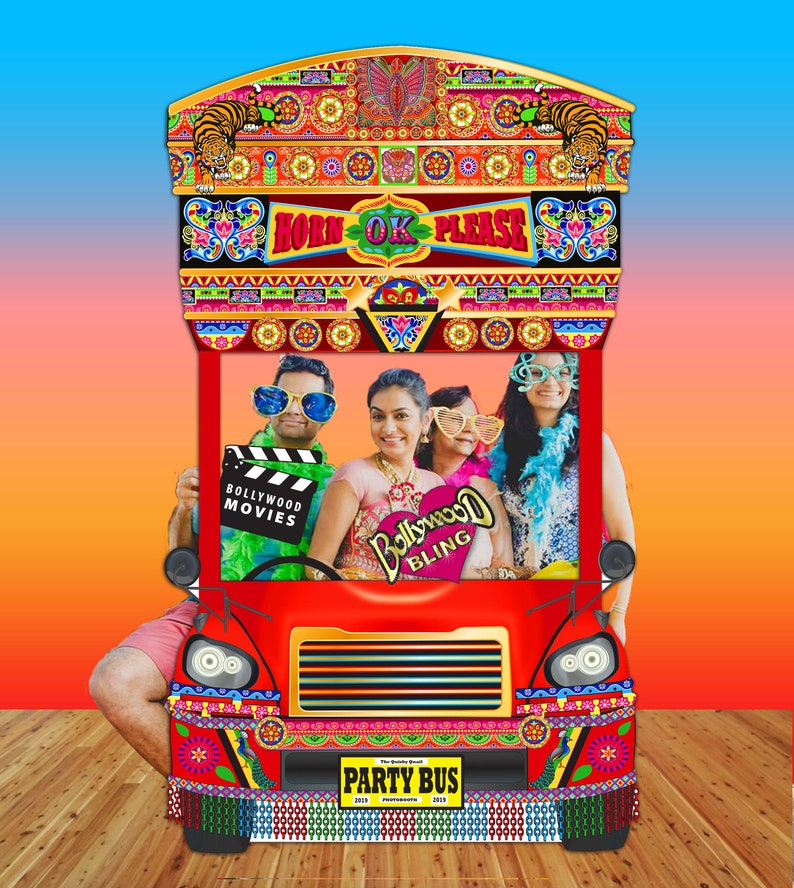 Large Bollywood Party Bus Photo Prop Digital File Party Decoration ...