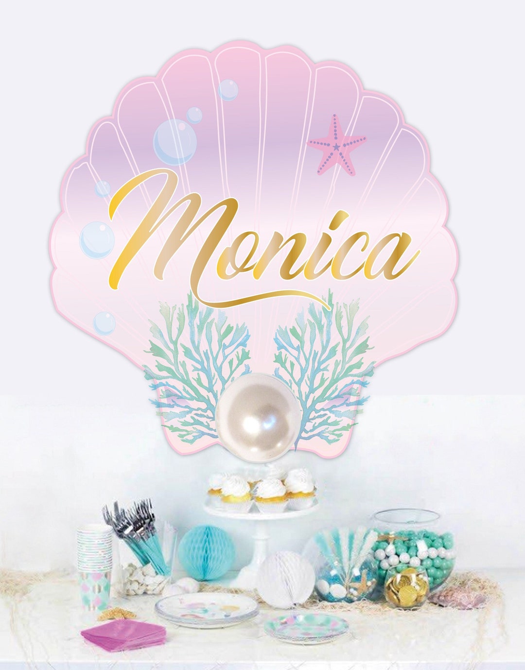 Under the Sea Personalised Clam Shell Photo Prop Digital File Party ...