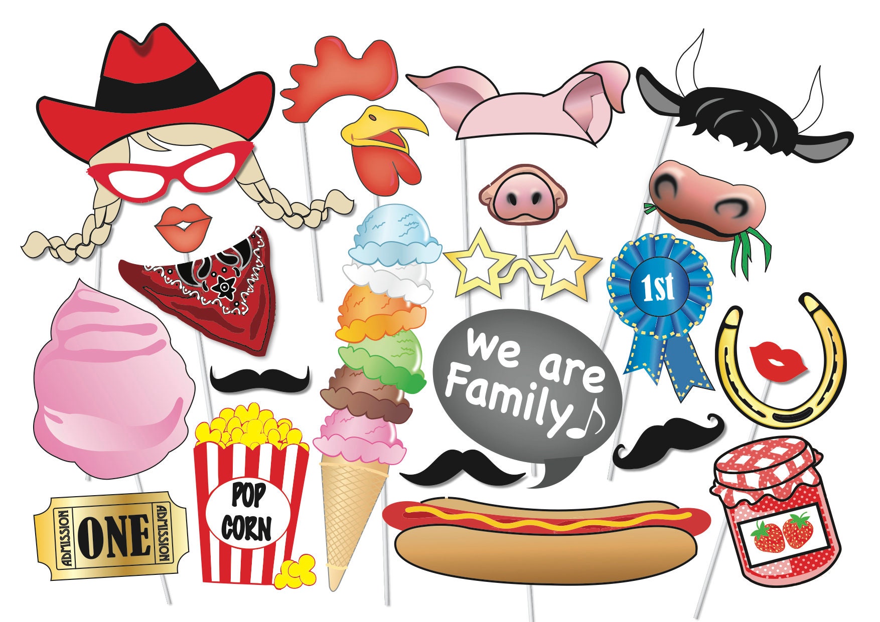 County Fair Party Photo Booth Prop Set, Party Props, Farm Theme ...