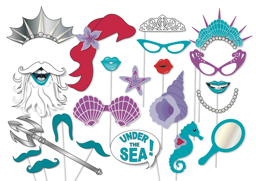 Mermaid Photo Booth Prop Set, Party Props, Under the Sea Theme ...