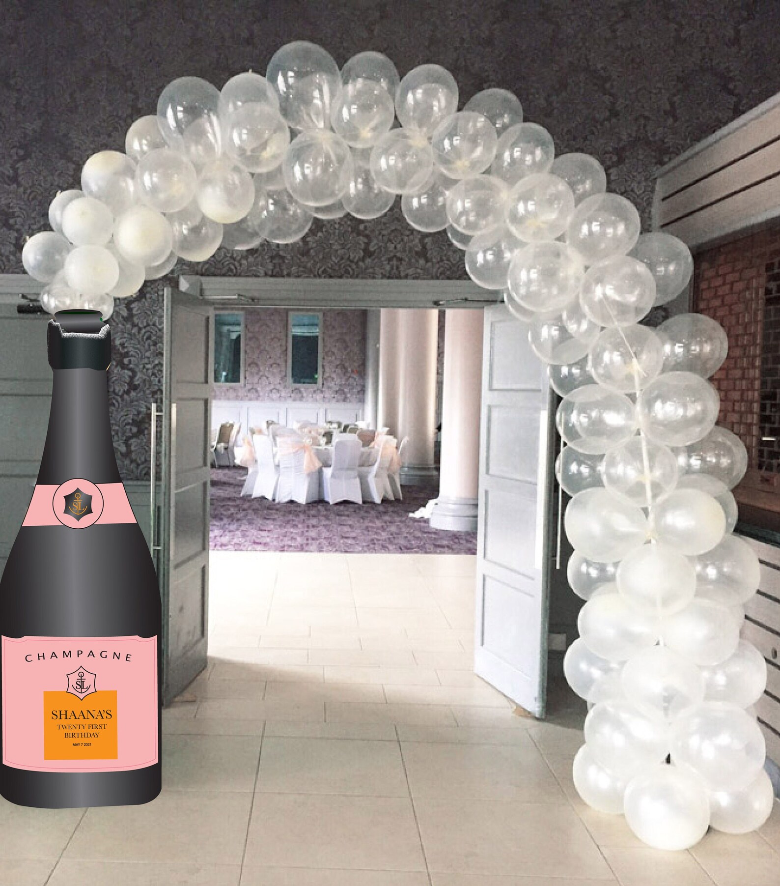 Giant Personalised Champagne Bottle Photo Prop Digital File Party ...