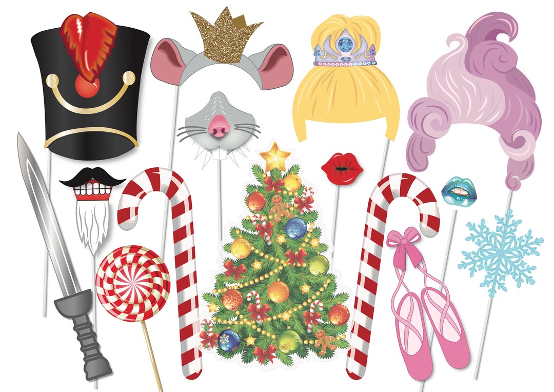 Nutcracker Christmas Photo Booth Prop Set Party Props Printable File