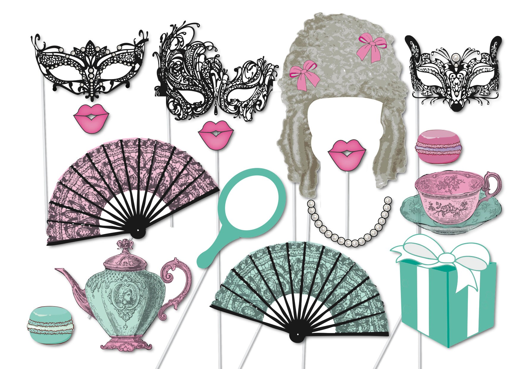 English Photo Booth Prop Set, Party Props, Royal Theme Printable File ...